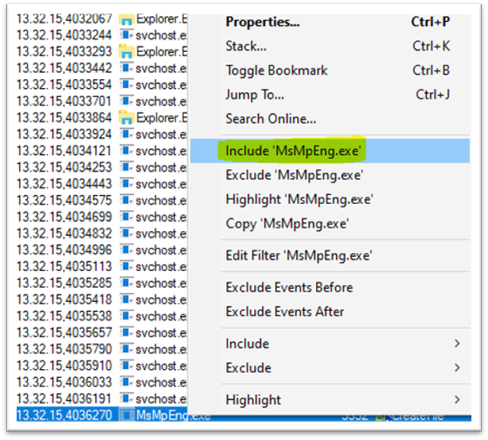 Verify from process monitor log if Windows Defender is scanning M-drive ...