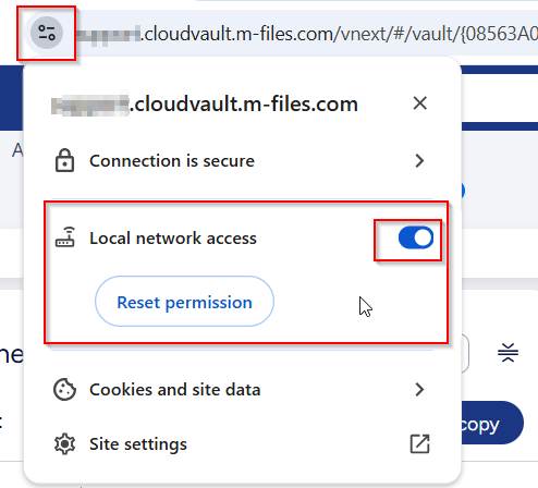 M-Files Web: wants to look for and connect to any device on your local ...